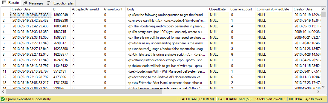 Free Query Tuning Practice – Chad Callihan